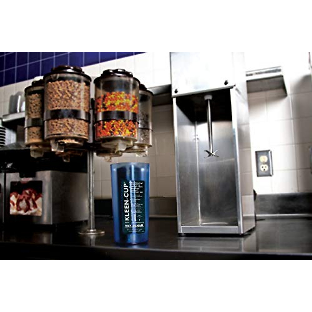 San Jamar KLC28C Kleen Spindle Mixer Sanitizing Cup, 4" Diameter x 7-3/4" Height