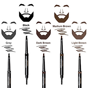 Gentlehomme Mens Eyebrow Pencil Light Brown, Easily Shape Define Fill Eyebrows and Beard, 2 in 1 brush and ultra-thin pencil, Waterproof Smudge Proof Sweatproof, Durable and Long Lasting (Light Brown)