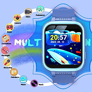 meoonley Kids Smart Watch with Puzzle Games HD Touch Screen Camera Video Music Player Pedometer Alarm Clock Flashlight Fashion Kids Smartwatch Gift for 6-13 Year Old Boys Girls Toys