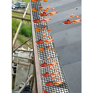 DEYROS Gutter Guard Mesh, 15cm X 6m Gutter Guards Leaf Protectors, Mesh Gutter Safeguard with 15 Fixing Hooks, Blocking Garbage Leaf Prevention Gutter Mesh for Leaves, Twigs and Branches