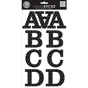 me & my BIG ideas Large Alpha Sticker, Cadence Black with White Dots