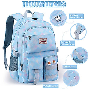 SCIONE School Backpacks for Girls - 15.6 Inch Large Mermaid Laptop Backpacks Anti Theft Primary Middle College Bookbags for Teens Girls Women Students