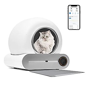 Self-Cleaning Cat Litter Box, No-Scoop Automatic Litter Robot with Large Capacity/App Control/Safety Guarantee, Suits for 2-17LB Multiple Cats with Cat Litter Mat