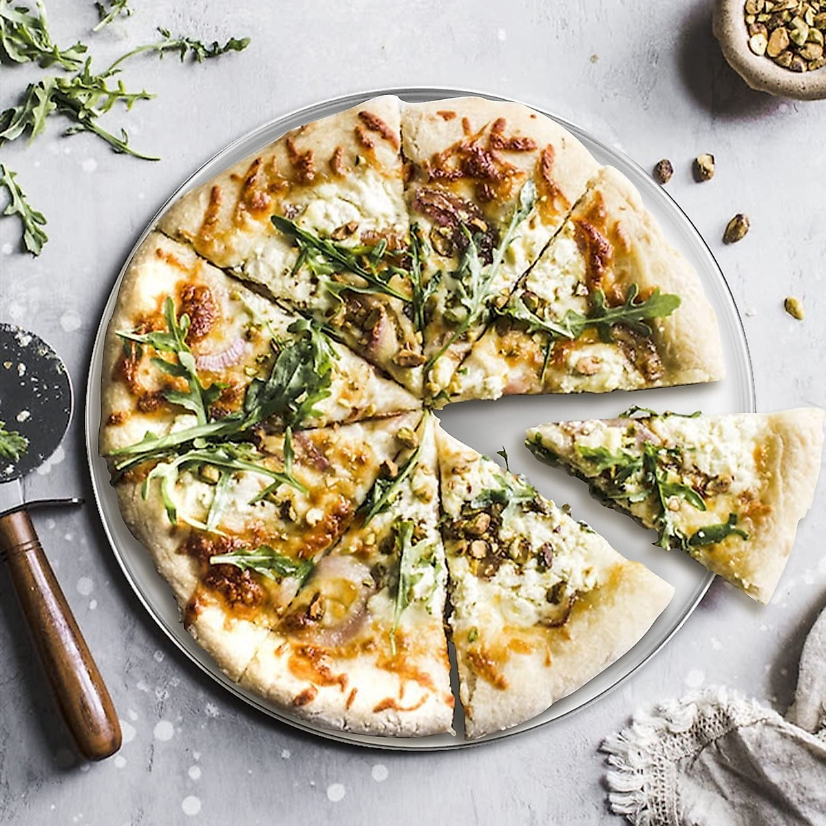 Deedro Pizza Baking Pan Pizza Sheet, 10 inch Stainless Steel Pizza Tray Round Pizza Oven Pan for Home Restaurant Pizzeria, Nontoxic & Heavy Duty, Easy Clean & Dishwasher Safe, Set of 3