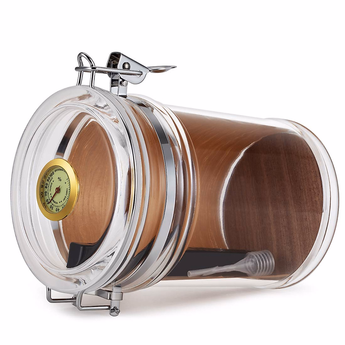 XIFEI Acrylic Humidor Jar with Humidifier and Hygrometer,humidor That can Hold About 18 Cigars (Clear)
