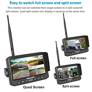 Truck Bus Digital Wireless Backup Camera Monitor System Kit, 7 inch DVR Monitor+HD IP69K Waterproof Night Vision Rear View Reverse Camera for Van Trailer 5th Wheel Pickup RV Campers Motor Home Boat