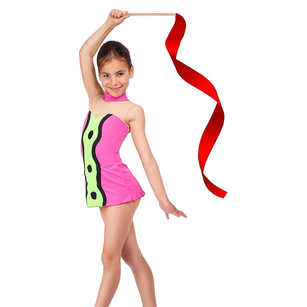 BBTO 7 Pcs Dance Ribbon Stick 39.37 Inch Rainbow Dancing Ribbon Kids Dancer Wands Rhythmic Gymnastics Ribbon Dancing Streamers Baton Twirling Ribbons