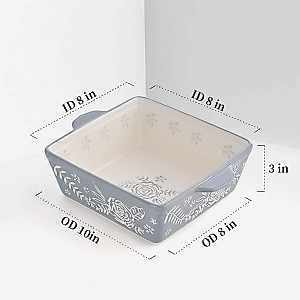 Wisenvoy Baking Dish 8x8 Baking Pan Brownie Pan Casserole Dish Hand-Painted Casserole Dishes For Oven Lasagna Pan