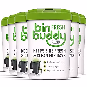 Bin Buddy Fresh Citrus, 450g, Pack of 6, Bin Freshener Deodoriser Powder, Leaves Your Bin Smelling Great, Suitable for Indoor and Outdoor Bins