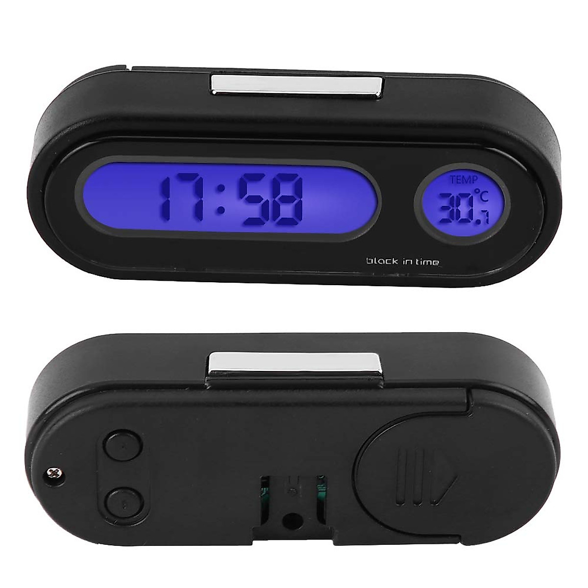 Car Auto Digital Temperature Clock LED Clocks, 2 in 1 Car Vehicle Interior Mini Electronic Watch LED Digital Clock Thermometer Voltmeter