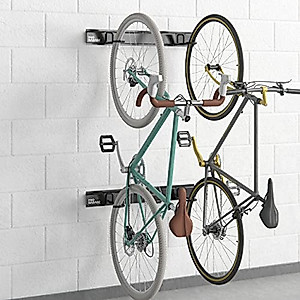 ClosetMaid ProGarage 4 Bike Storage Rack Rails Set, Helmet and Utility Hooks, Heavy Duty Wall Mount, Black