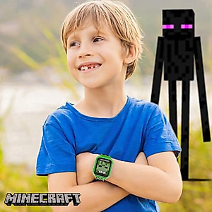 Minecraft Kids Smartwatch - Interactive LED Screen Watch with 10 Custom Watch Faces, Games, Camera, Alarm, Step Tracker & More - Fun Tech Gift for Boys and Girls - Fits Wrists 5.5'' to 8.0"