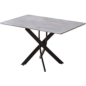 NIERN Marble Dining Table with Chromed Legs,47" Modern Rectangular Kitchen Table for Dining Room Kitchen,Grey