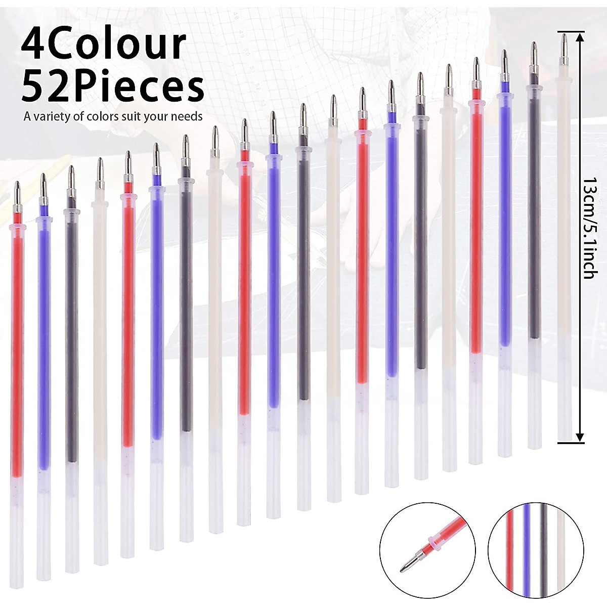 8 Pieces Heat Erasable Pens for Fabric with 52 Refills Fabric Marking Pens Fabric Markers for Quilting Sewing DIY Dressmaking Fabrics Tailors Chalk (60)