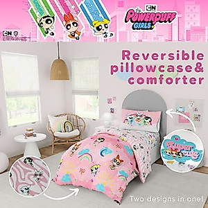 Franco Collectibles Powerpuff Girls Bedding 5 Piece Super Soft Comforter and Sheet Set with Sham, Twin, (100% Official Licensed Product)