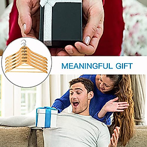 Wooden Coat Hangers, 5 Pieces of Personalized Engraved High-End Wooden Suit Hangers with Non-Slip Trouser Bars, 360° Rotating Hooks and Precise Cut Notches for Jackets, Pants, Dress Hangers (1)