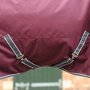 WeatherBeeta ComFiTec Plus Dynamic II Detach-A-Neck Medium Horse Blanket, Maroon/Grey/White, 72"
