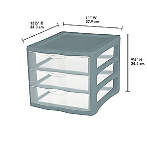 3 Drawer Unit, Plastic, Aqua Slate, Adult, Set of 4