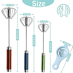 Semi-automatic Whisk, Stainless Steel Egg Beater, Hand Push Rotary Whisks Mixer Stirrer for Making Cream, Whisking, Beating and Stirring (3 Color)