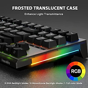 iLovBee i87 Mechanical Keyboard Gaming 75% Compact TKL Hot Swappable Keyboard Linear Red Switches RGB Backlit Side Light Wired Ergonomic Design Software Supported 87Keys, Black/Grey