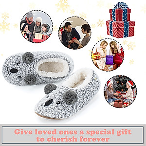 cosyone1997 Cute Slippers for Women Adults Kids Girls Boys Teens, Fuzzy Bedroom Shoes Indoor, Soft Cozy Fluffy House Socks, Unique Funny Christmas Gifts for Mom Grandma Animal Lovers, Koala Size 7-8
