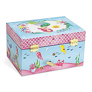 Jewelkeeper Mermaid Musical Jewelry Box, Underwater Design with Narwhal, Over the Waves Tune