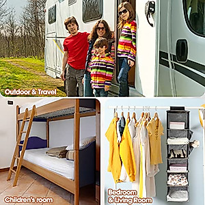 Shappy 4 Pack Hanging Closet Organizers and Storage, 6 Shelf Wide Dorm Closet Sweater Clothes Hat Baseball Cap Organizer Hanging Storage Shelves Collapsible Closet Clothes Organizer (Grey)