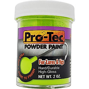 Welch Products 5 x 2oz Pro-Tec Jigs and Lures Powder Paints, Jig Head Fishing Paint, Fishing Lure Paint - High Gloss Powder Coating Paint - Hot Pink, Green & Yellow Chartreuse, Black, Blaze Orange