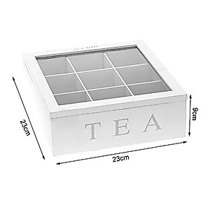 Wooden Tea Storage Box, Tea Bag Organizer with 9 compartments, Tea Bag Holder Tea Chest Container for Kitchen Cabinet, Countertop, Pantry