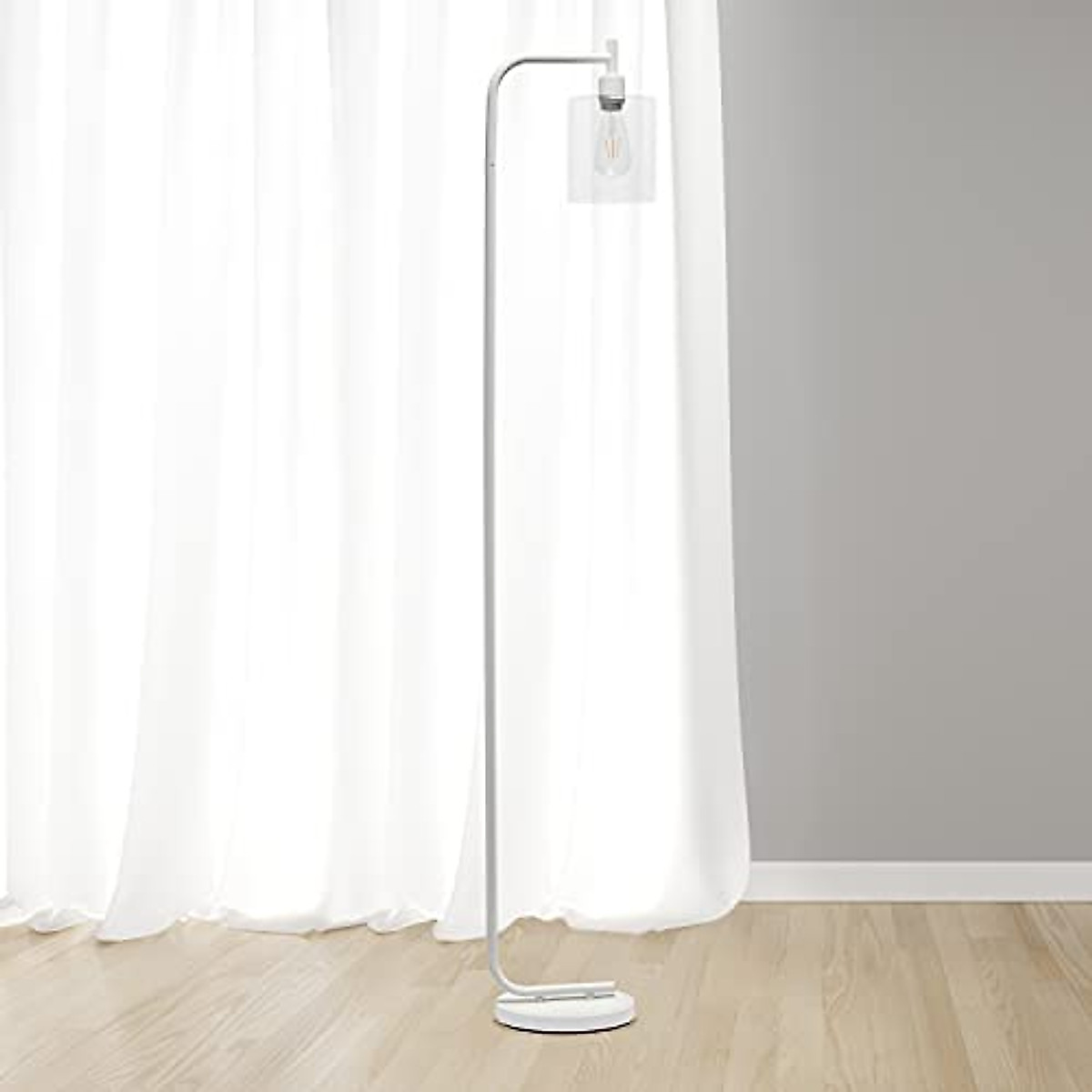 Simple Designs LF2009-WHT Modern Iron Lantern Floor Lamp, White