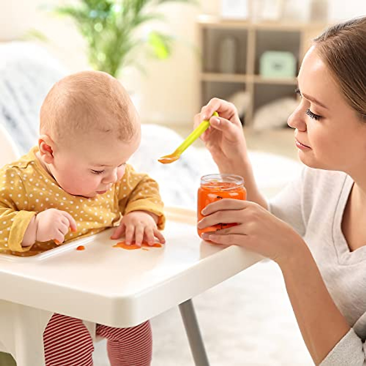 haakaa Baby Food Storage Containers with Silicone Lid, Baby Food Storage Jar Set, Freezer and Microwave Safe, 4PCS 4.2oz & 2PCS 7.2oz