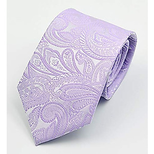Men's Silk Purple Ties Paisley Pattern 3.15" Width Dress Lavender Summer Necktie