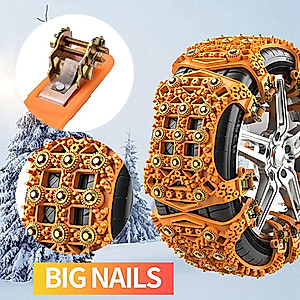 XhuangTech Car Snow Chains 6 pack Emergency Anti-Skid Wear-Resistant Non-Deformation Thickening Rubber Universal Tire Snow Chains for Width 165mm-225mm