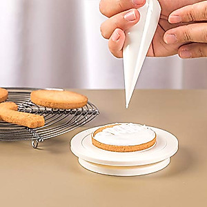 4.7 inch (12cm) Round Cookie Decorating Turntable, Rotating Cake Turntable Stand Baking Decor Plate, Food Contact Safe Plastic - White