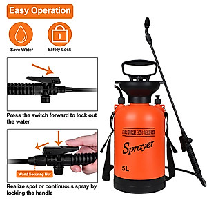 iPower 2-Pack 1.35 Gallon Lawn Garden Pump Sprayer with 2 Different Spray Patterns Adjustable Shoulder Strap, Pressure Relief Valve, 2 Pack, Multi-Purpose