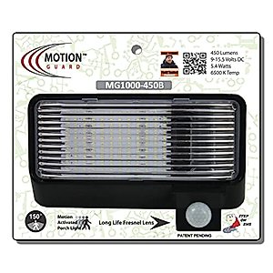 MOTION-GUARD, MG1000-450B, RV Motion Sensor Light, 12 Volt, Exterior Mounted Motion Sensor Bright LED Porch Utility IP65 Flood Light with Battery Monitoring sensor and EMI Suppression, USA Designed