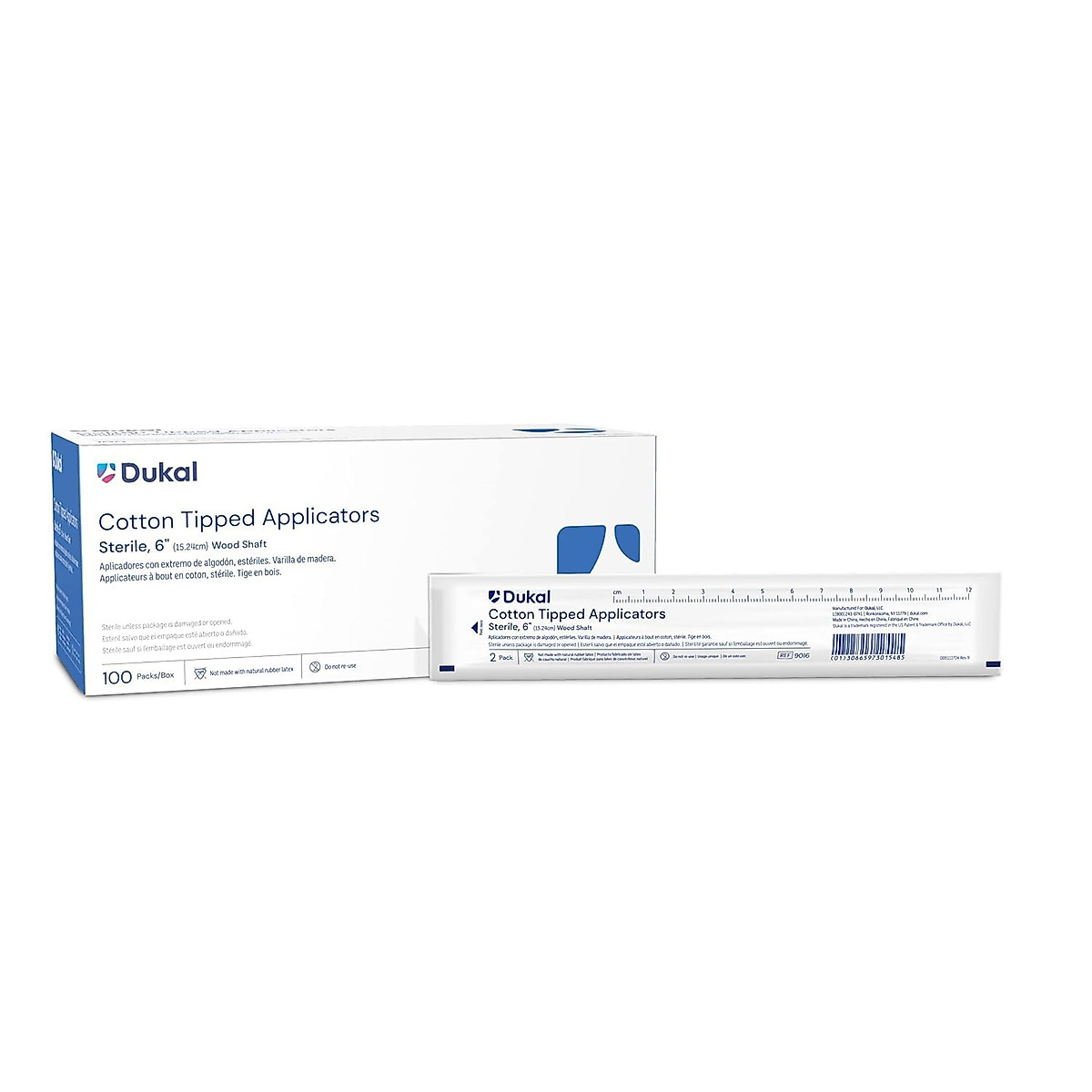 Dukal 6-inch Cotton Tipped Applicators 100 2-Packs Per Box - Sterile.