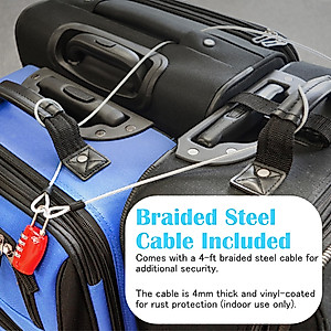 Lumintrail TSA Approved Locks, 4 Digit Combination Luggage Locks TSA Approved, Travel Locks for Luggage & Suitcase with 4-FT Steel Cable, Black, 2 Pack