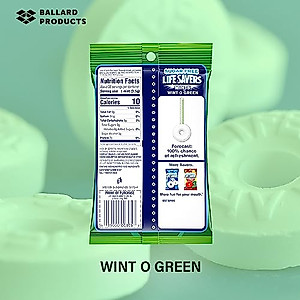 Sugar Free Lifesavers Mints Pack - Sugar Free Lifesaver Mints - Life Savers Wint O Green - Bundle with Ballard Products Pocket Bag (2 Pack)