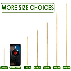 200 PCS Bamboo Skewers, 6 Inch Wooden Skewer for Appetizers, Fruit, Kebabs, Grilling Barbecue, Mini Burger, Sausage, Cocktail Picks for Drinks, Long Toothpicks, Food Sticks Natural, Kitchen Gadget