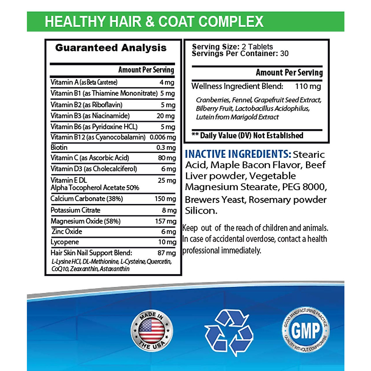 Dog Skin Care Supplements - PET Hair and Coat Health - for Dogs and Cats - Immune Booster - Itch and Hotspot Relief - Vitamin d for Dogs - 1 Bottle (60 Tabs)