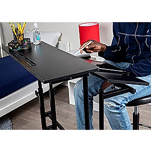 Mind Reader Woodland Collection, Mobile Sit/Stand Laptop Desk with Side Storag Adjustable, Tiltable, Lockable Casters, Portable, X-Large, Black