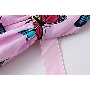 SMILING PINKER Little Girl Dresses Summer Butterfly Kids Toddler Cotton Sundress (Pink, 5 Years)