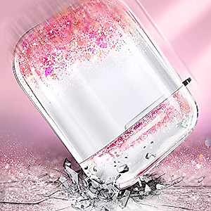 NZND Glitter Liquid Case Compatiable with Apple AirPods 1/2, Sparkle Flowing Floating Durable Girls Women Kids Cute Clear Hard Cover Carrying Case -Rose Gold