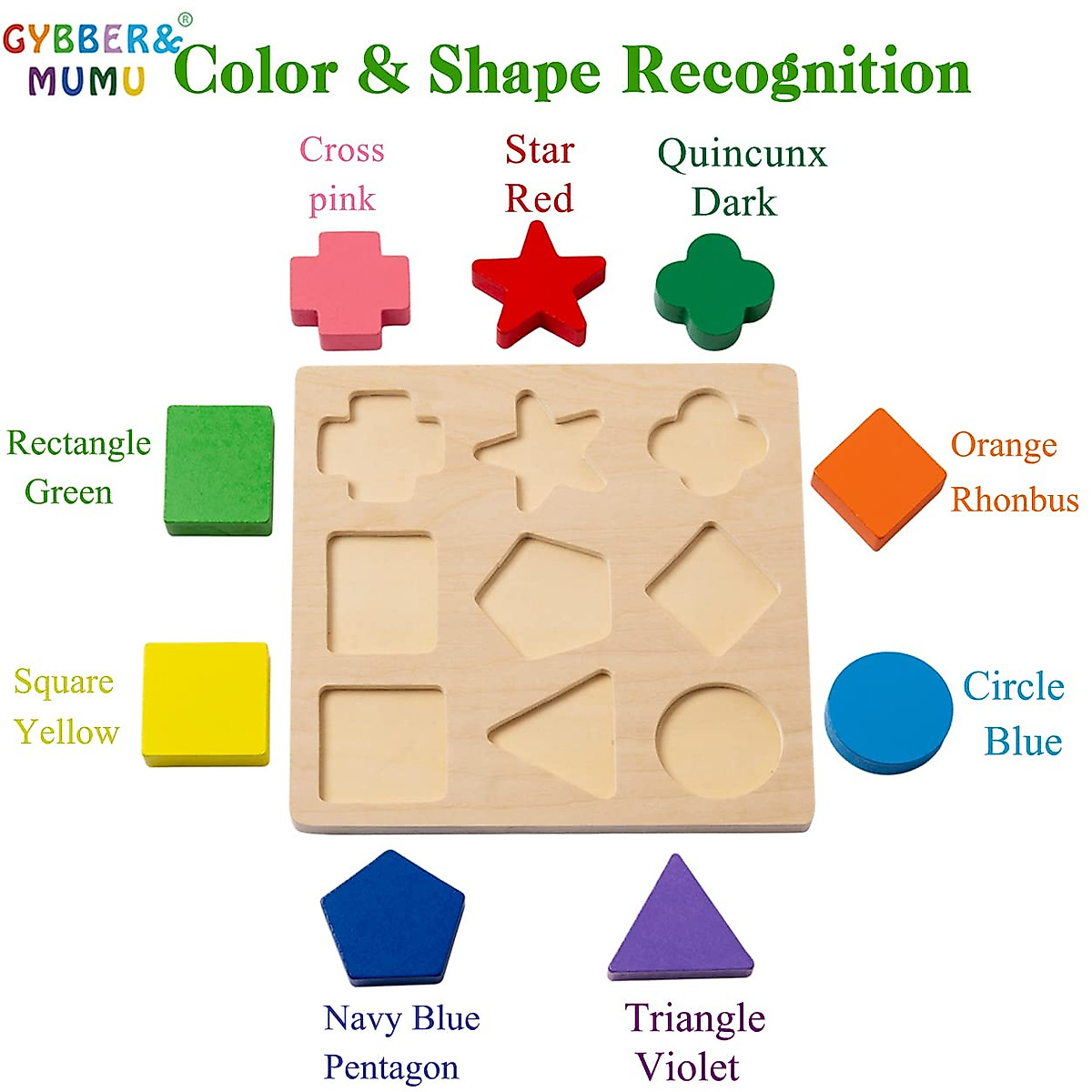 GYBBER&MUMU Preschool Colorful Wooden Shape Puzzle