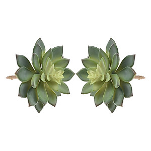 BCP Pack of 2 Realistic Cute Green Home Garden Artificial Plastic Snowdrop Echeverias Succulent Plants Unpotted