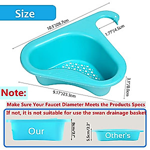 quirzx 2 Pack Swan Drain Basket for Kitchen Sink, Triangle Corner Kitchen Sink Drain Basket, Leftovers Food Catcher Basket (Blue)