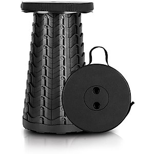 KPR Upgraded Portable Retractable Folding Stool, Collapsible Telescoping Foldable Camping Stool Lightweight Yet More Sturdy for Outdoor Fishing Hiking Gardening BBQ Travel, Max Load 600lbs