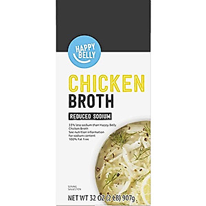 Amazon Brand - Happy Belly Reduced Sodium Chicken Broth, 2 pound (Pack of 1)