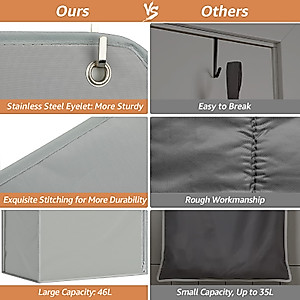 MaxGear Hanging Laundry Hamper, Over the Door Hamper with 2 Kinds of Hooks for Dirty Clothes Organizer, Wall Hanging Laundry Basket with Zipper for Bathroom, Wardrobe, Dormitory (Grey-1 Pack)